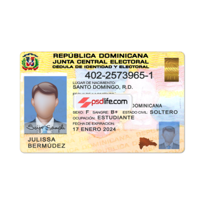 Dominican Republic Id card fake psd editable template / plantilla de ...