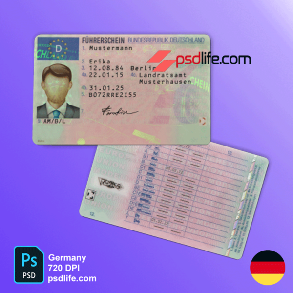 Germany buy driving license photoshop document template format