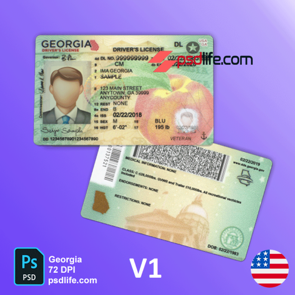 Georgia driving license psd template and certification guidance rules