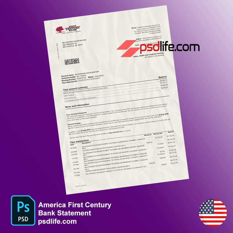 first century bank statement psd template first in world ⭐⭐⭐⭐⭐