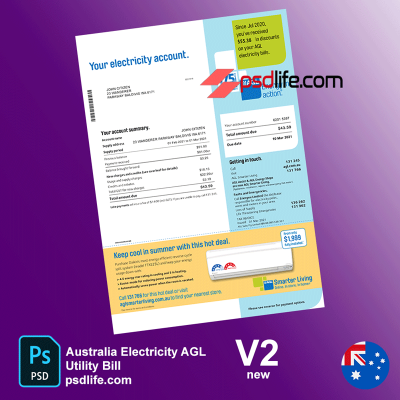average & determine gas bill price around Australia psd template