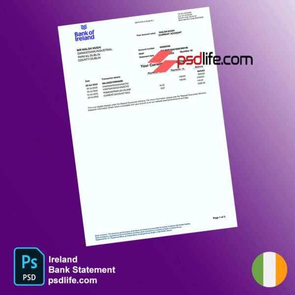 bank of Ireland statement ? psd template Mortgages & careers